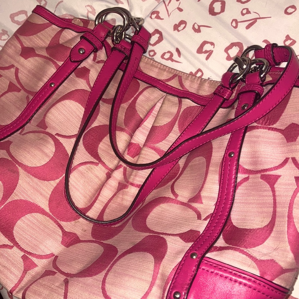 Coach Pink Magenta Y2k Alexandra Signature Chain Tote… - Gem